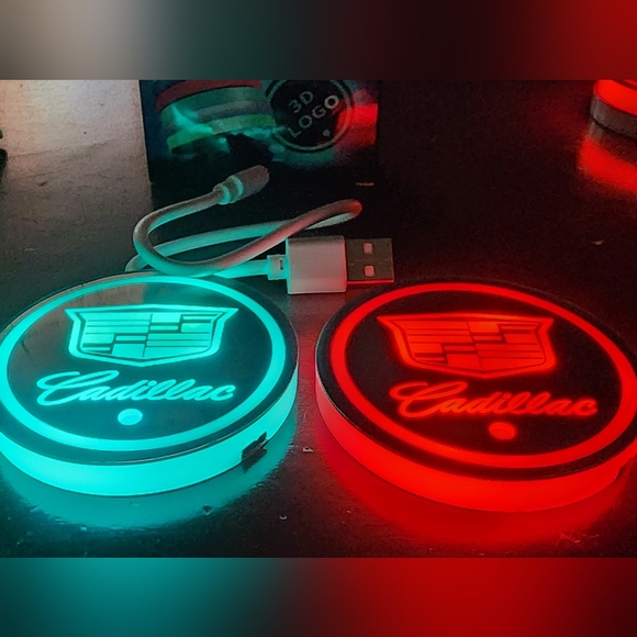 Other | 2 Cadillac Led Color Changing Usb Charged Car Cupholder ...